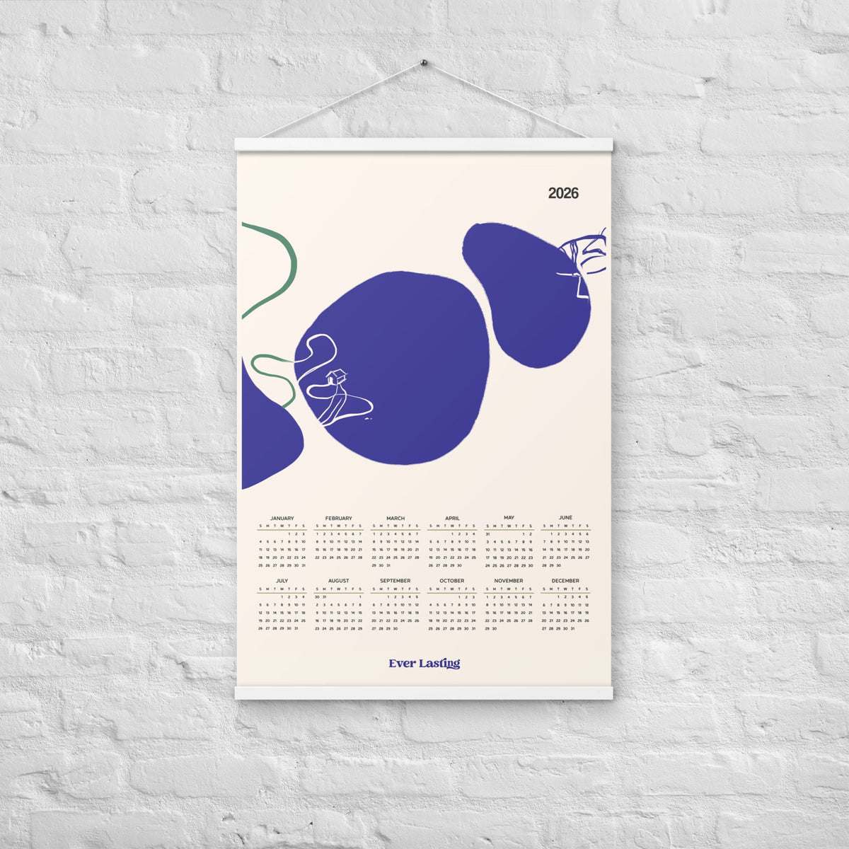 2026 Blue Home Wall Calendar