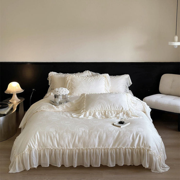 Airy Silky Floral Lace Bedding Set | Silky Duvet Set | Ever Lasting