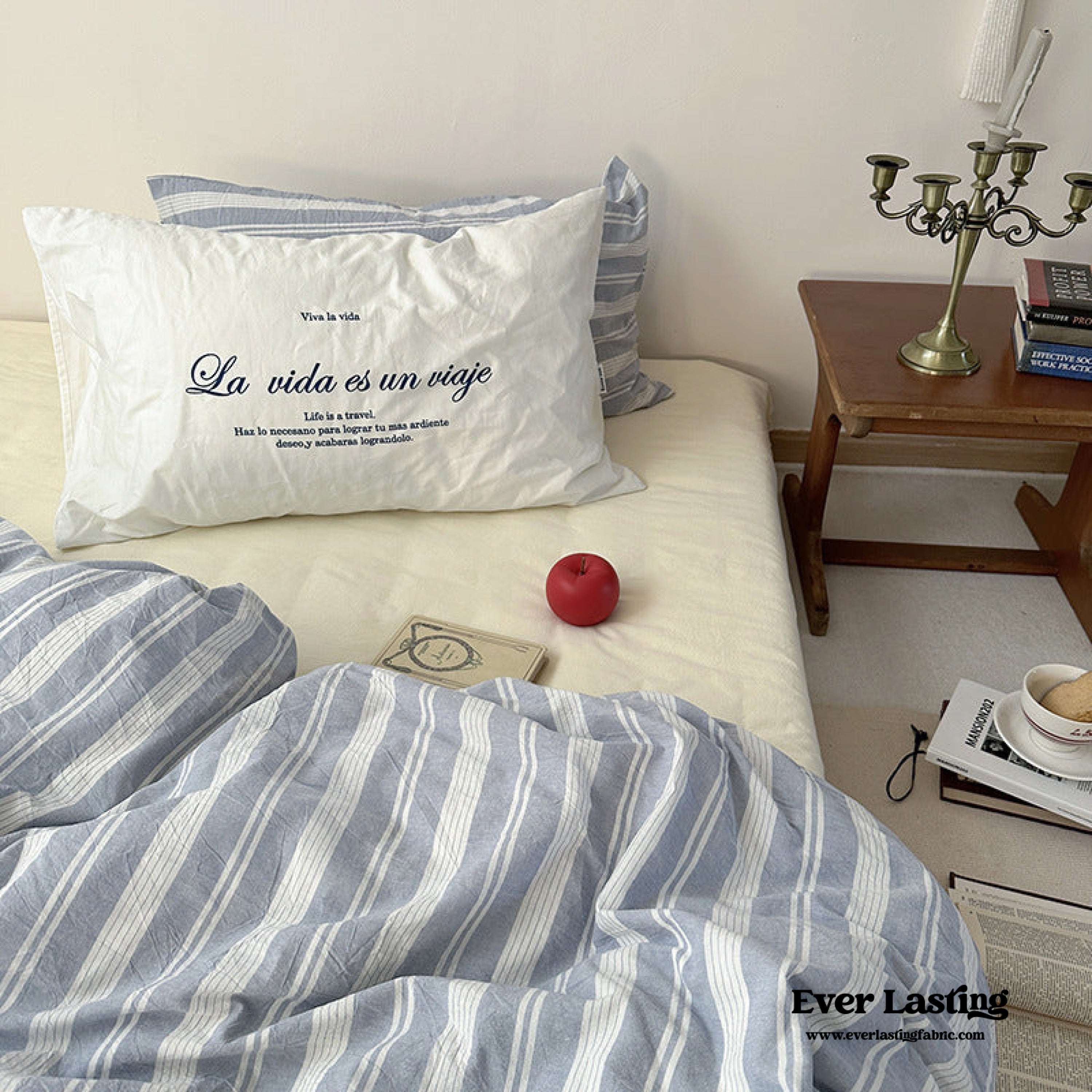 Blue Striped Washed Cotton Bedding Bundle | Best Stylish Bedding | Ever ...