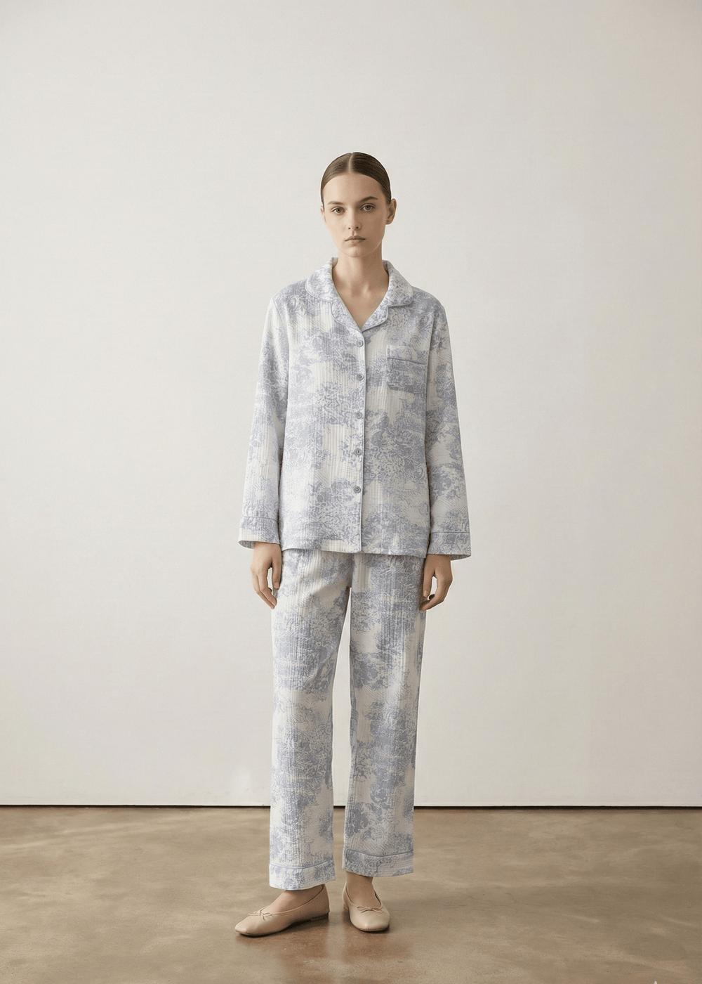 French Cottage Long Sleeves and Pants Cotton Pajama Set | Cozy ...