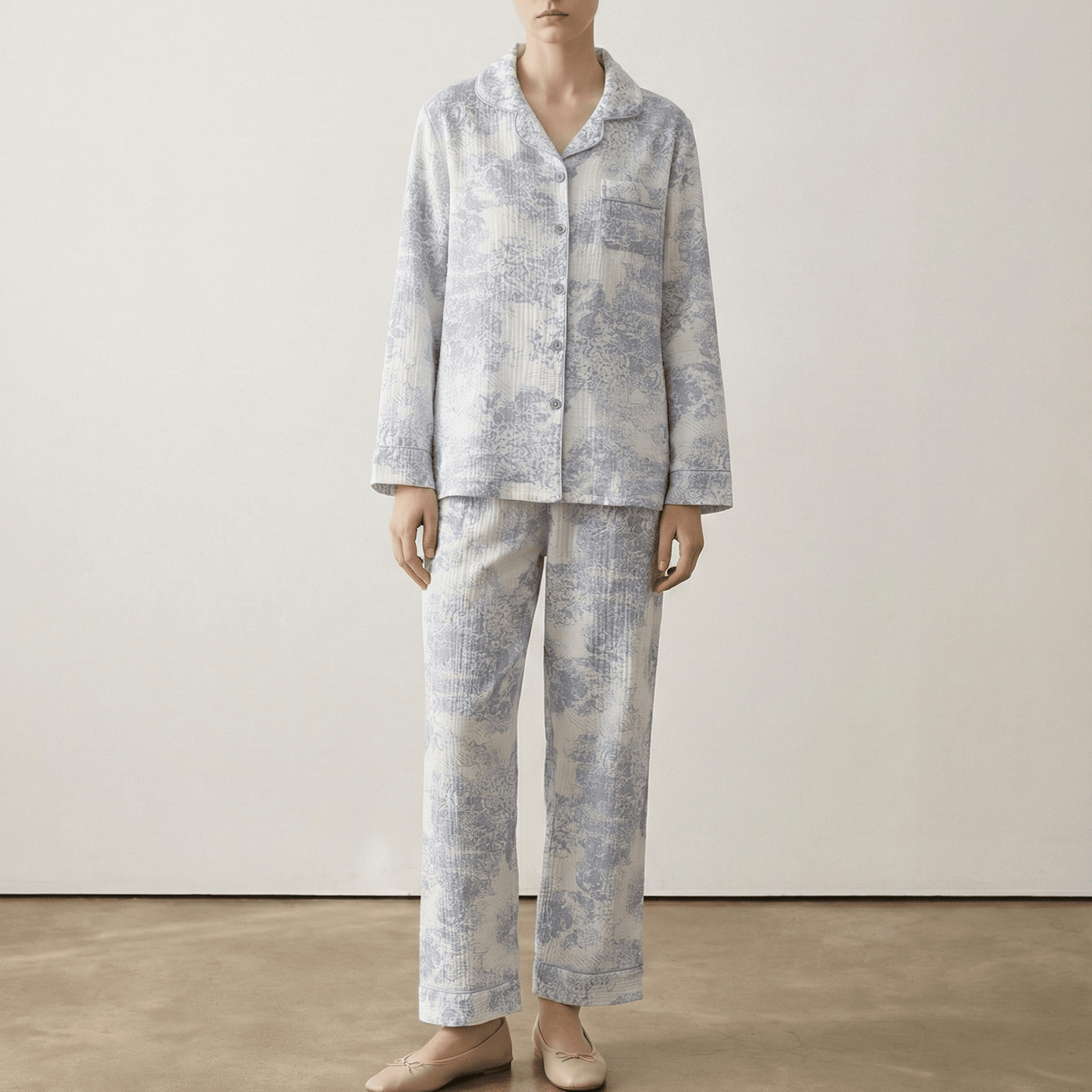 French Cottage Long Sleeves and Pants Cotton Pajama Set | Cozy ...