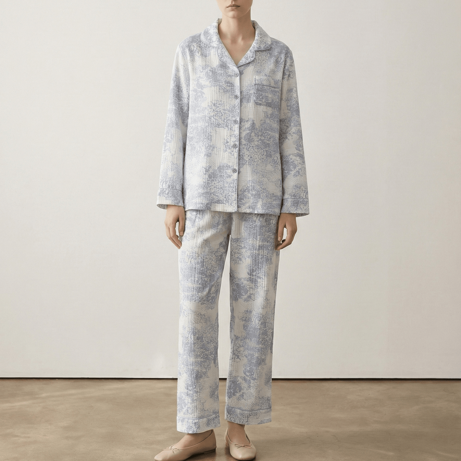 French Cottage Long Sleeves and Pants Cotton Pajama Set | Cozy ...