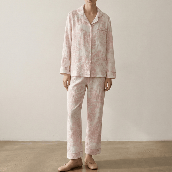 French Cottage Long Sleeves and Pants Cotton Pajama Set | Cozy ...