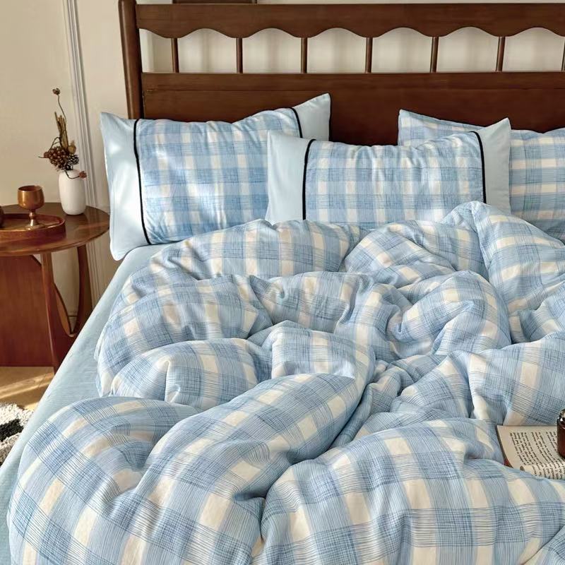 Camille French Plaid Bedding Set / Blue - Ever Lasting