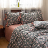 Celia Ribbon Bow Tie Floral Bedding Set | Quiet Bedding | Ever Lasting