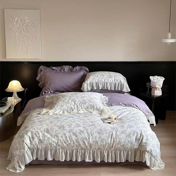 Daisy Purple Floral Ruffle Bedding Bundle | Cozy Bedding | Ever Lasting