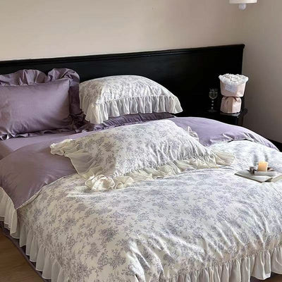 Daisy Purple Floral Ruffle Bedding Bundle | Cozy Bedding | Ever Lasting