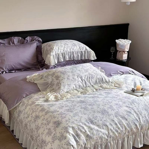Daisy Purple Floral Ruffle Bedding Bundle | Cozy Bedding | Ever Lasting