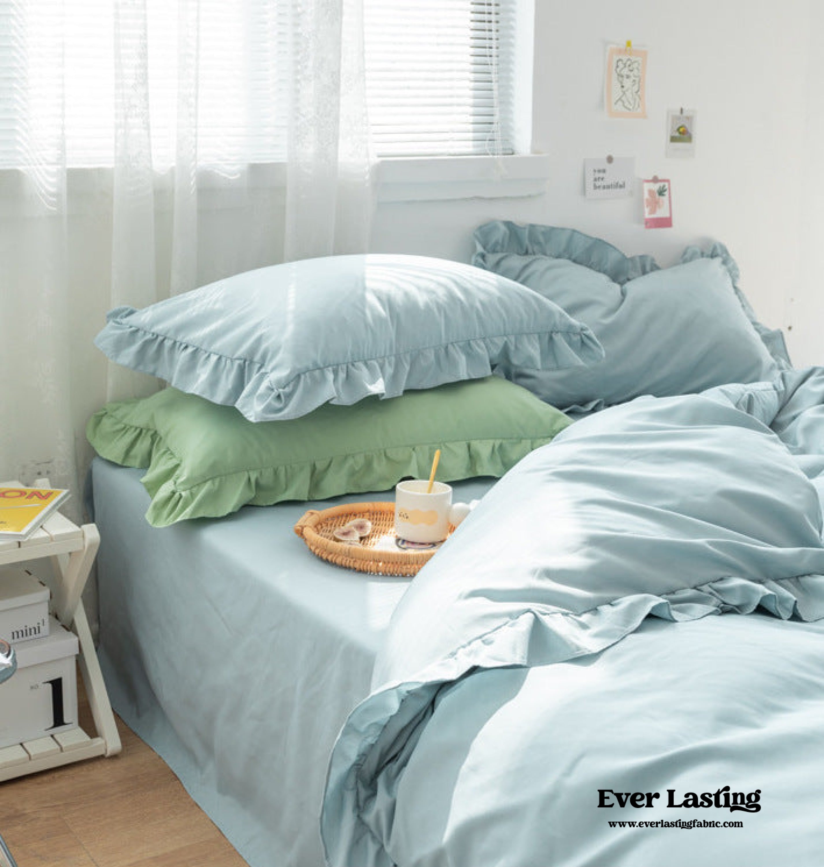 Earth Tone Ruffle Bedding Set / Blue | Best Stylish Bedding | Ever Lasting