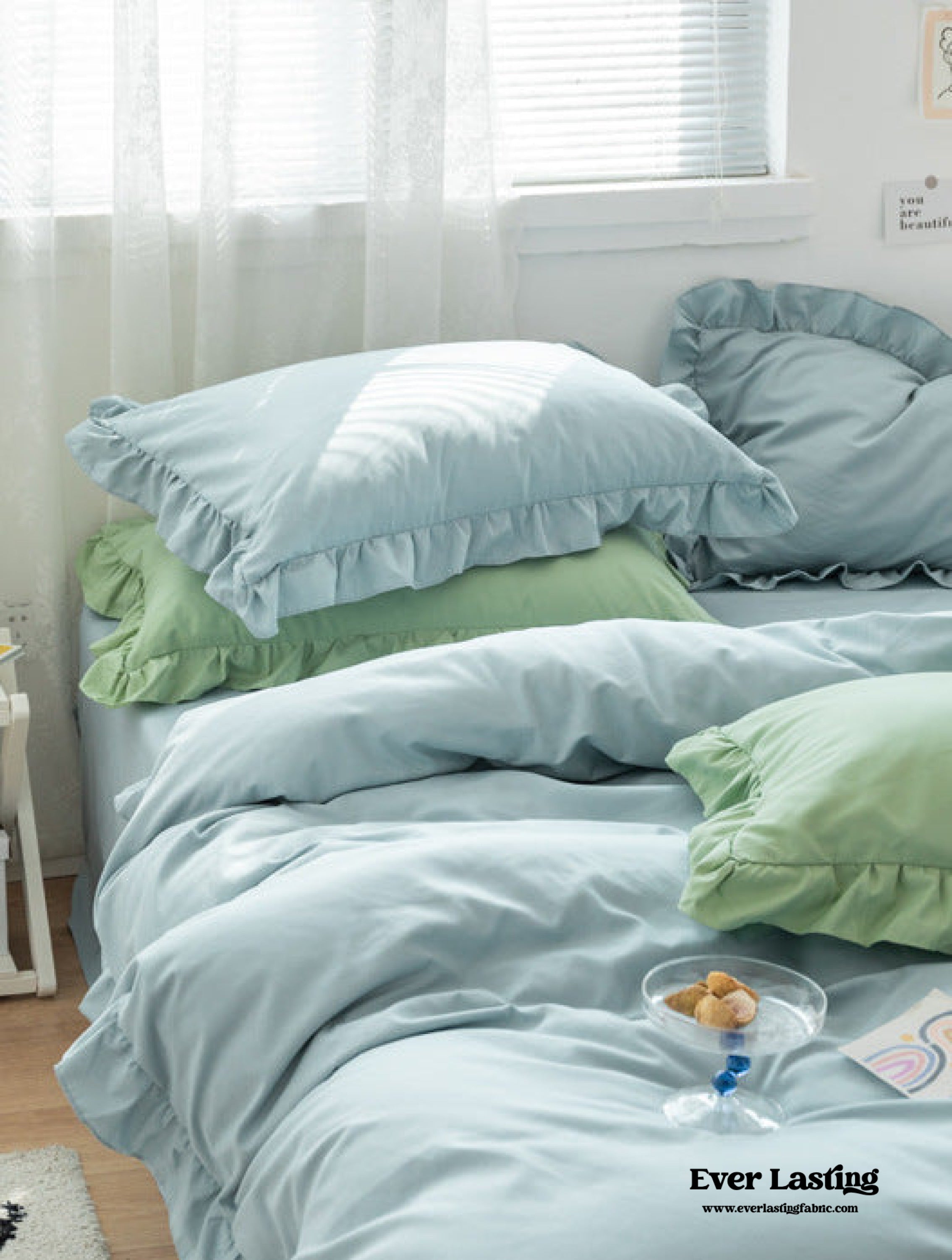 Earth Tone Ruffle Bedding Set / Blue | Best Stylish Bedding | Ever Lasting