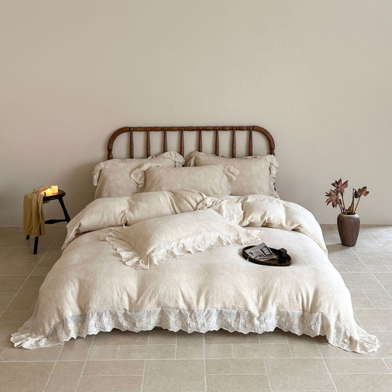 Emmeline Lace Ruffle Floral Bedding Set | Soft Bedding | Ever Lasting