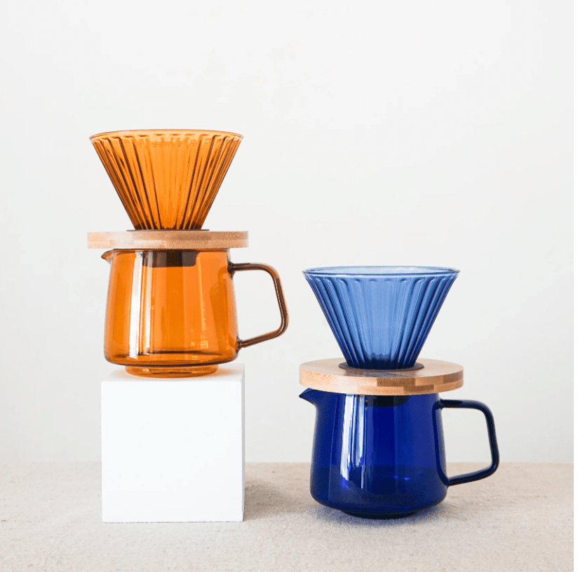 Fluted Glass Pour Over Set