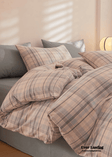 Fresh Plaid Washed Cotton Bedding Set | Duo Color Bedding | Ever Lasting