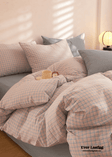 Fresh Plaid Washed Cotton Bedding Set | Duo Color Bedding | Ever Lasting