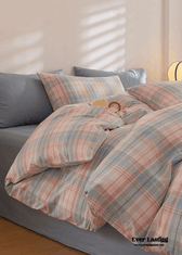 Fresh Plaid Washed Cotton Bedding Set | Duo Color Bedding | Ever Lasting