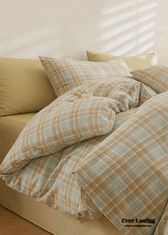 Fresh Plaid Washed Cotton Bedding Set | Duo Color Bedding | Ever Lasting