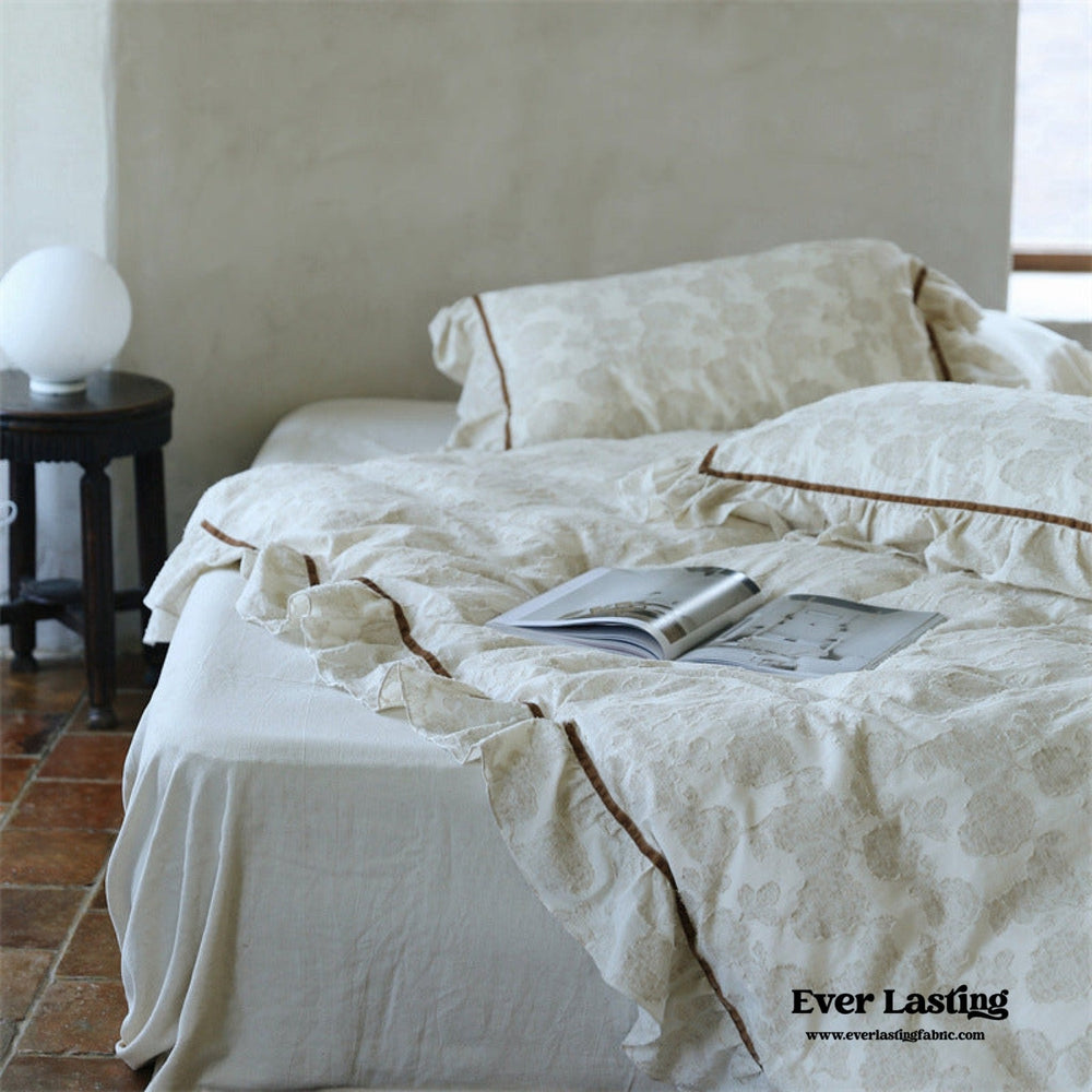 Linen Cotton Floral Ruffle Bedding Set | Floral Luxury Duvet | Ever Lasting