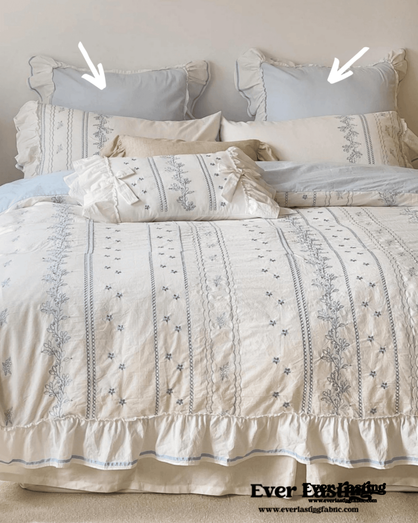 Handmade Large Square Ruffle Pillowcase | Cotton Pillow | Ever Lasting