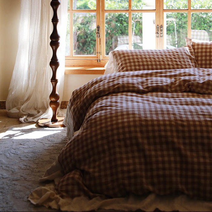 Marie Gingham Lace Ruffle Bedding Bundle | Premium Bedding | Ever Lasting