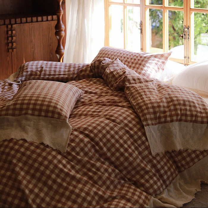 Marie Gingham Lace Ruffle Bedding Bundle | Premium Bedding | Ever Lasting