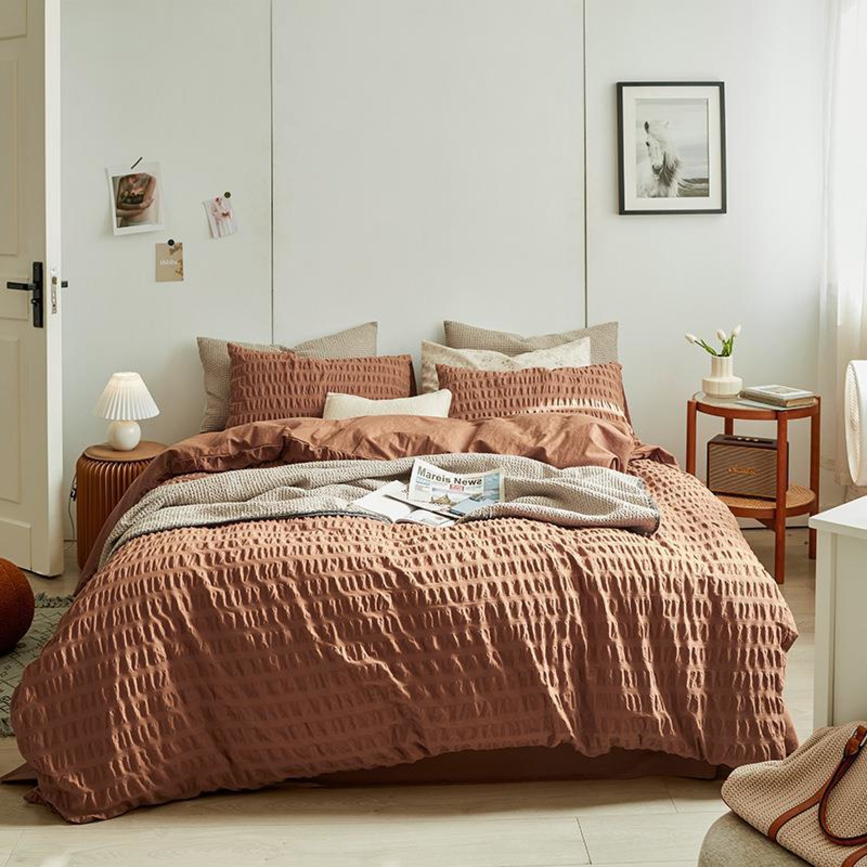 Minimal Bubble Textured Bedding Set / Blue | Best Stylish Bedding ...