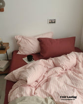 Minimalist Pink Striped Bedding Bundle | Cozy Bedding | Ever Lasting