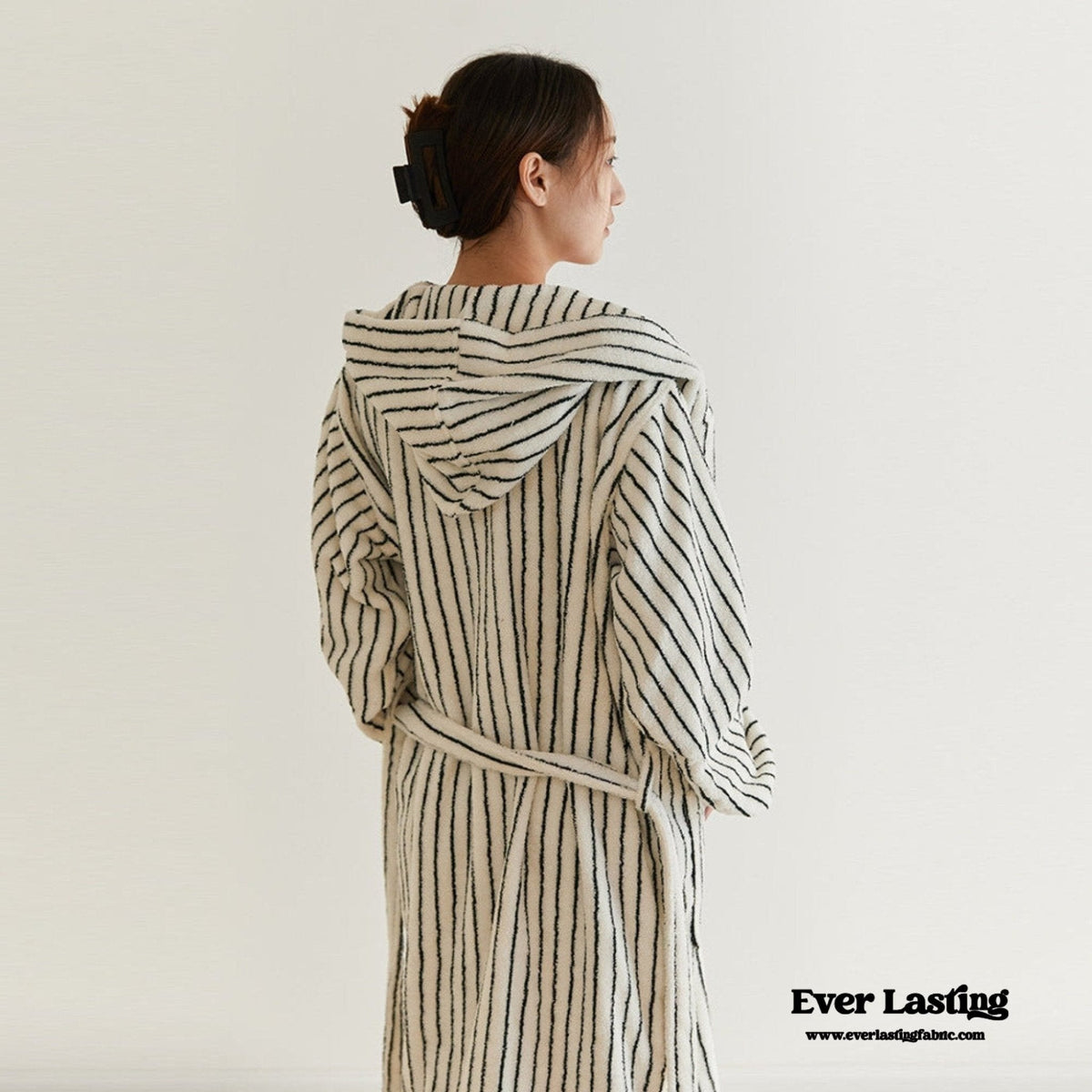 Minimalist Thin Striped Hooded Bathrobe | Stylish Robe | Ever Lasting