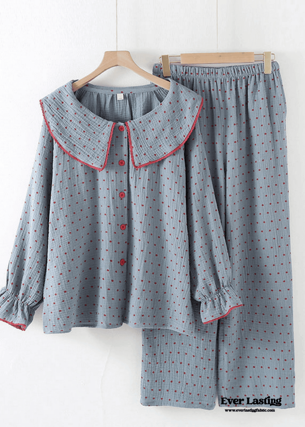Polka Dot Cute Collared Pajama Set | Cozy Loungwear | Ever Lasting