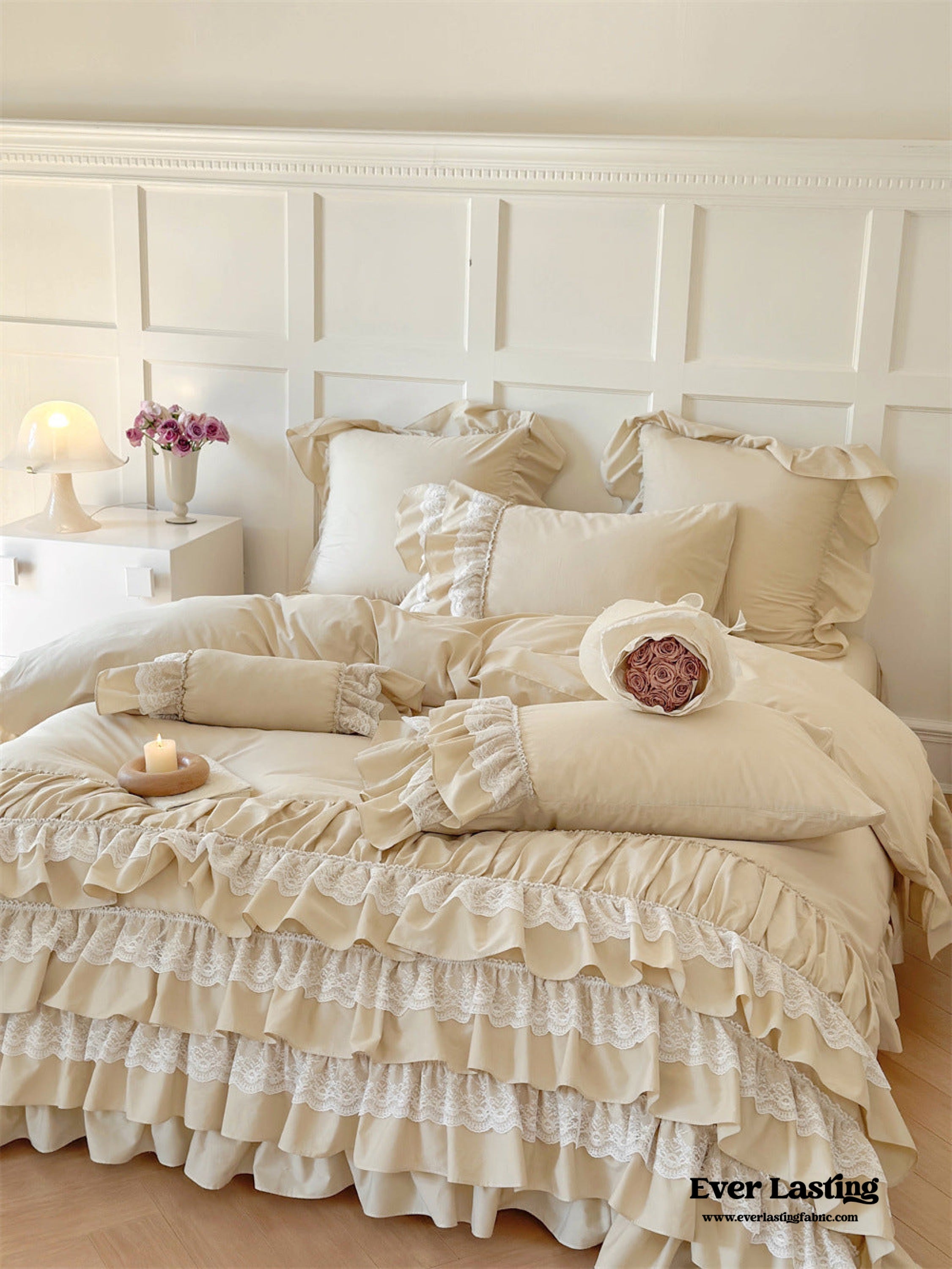 Princess Ruffle Lace Washed Cotton Bedding Bundle | Best Stylish ...