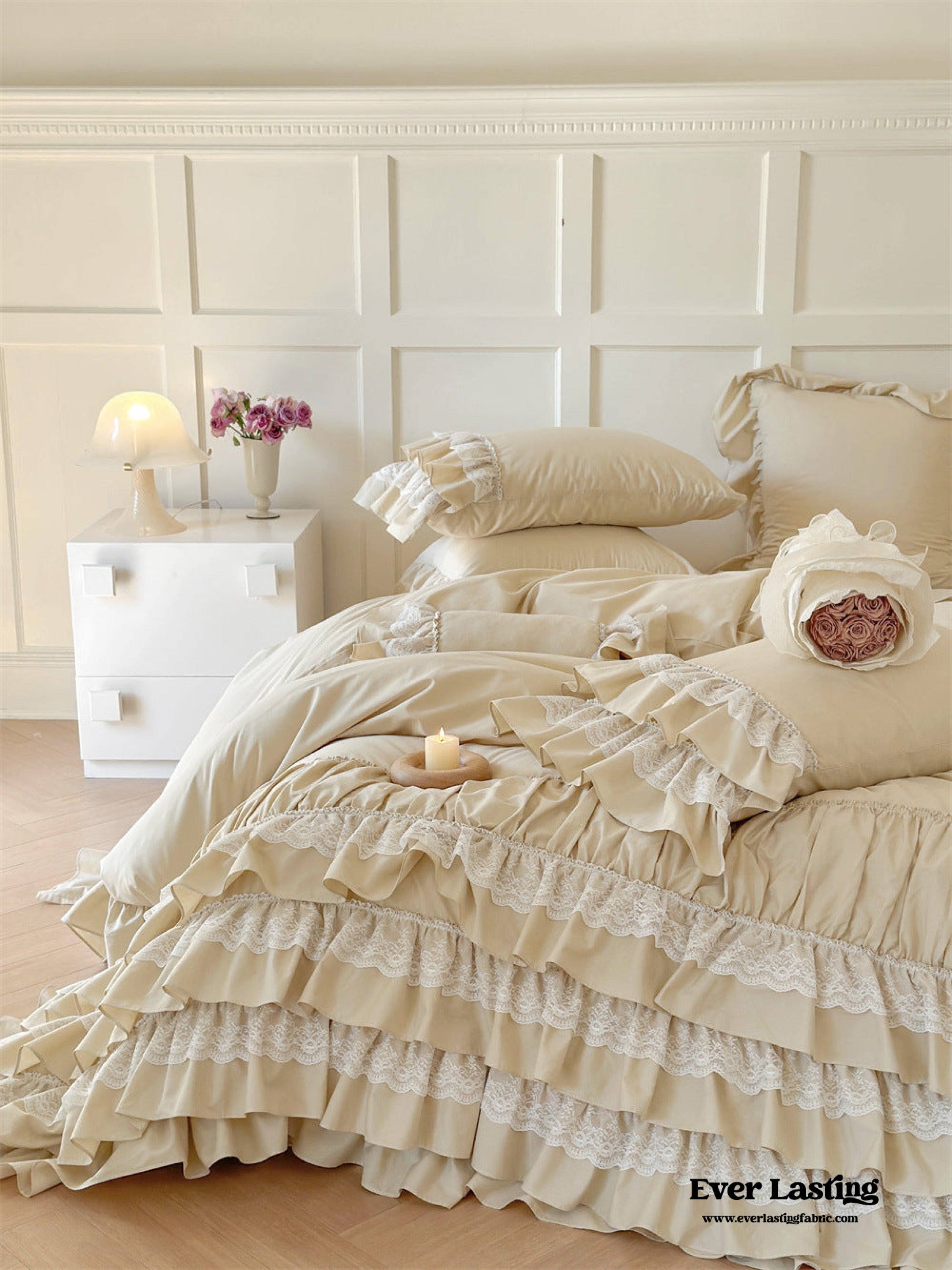 Princess Ruffle Lace Washed Cotton Bedding Bundle | Best Stylish ...