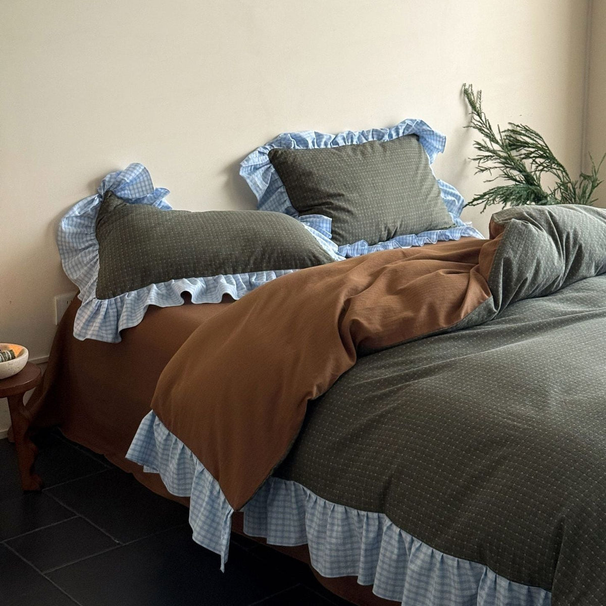 Sadie Gingham Lace Ruffle Bedding Set | Elegant Bed Set | Ever Lasting