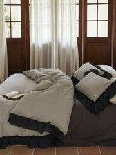 Stripe Lace Ruffle Bedding Set | Cottage Bedding Set | Ever Lasting