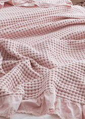 Ruffle Cotton Blanket | Cozy Blue Cotton Throw | Ever Lasting