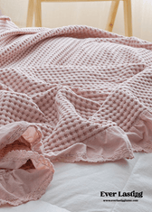 Ruffle Cotton Blanket | Cozy Pink Cotton Throw | Ever Lasting