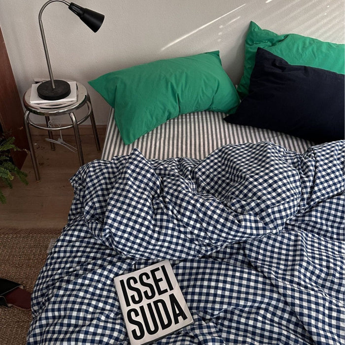 Vintage Deep Blue Gingham Bedding Set | Best Bedding | Ever Lasting