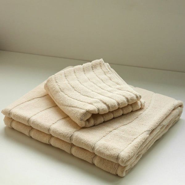 Beige Wavy Cotton Towel | Bathroom Essentials | Ever Lasting