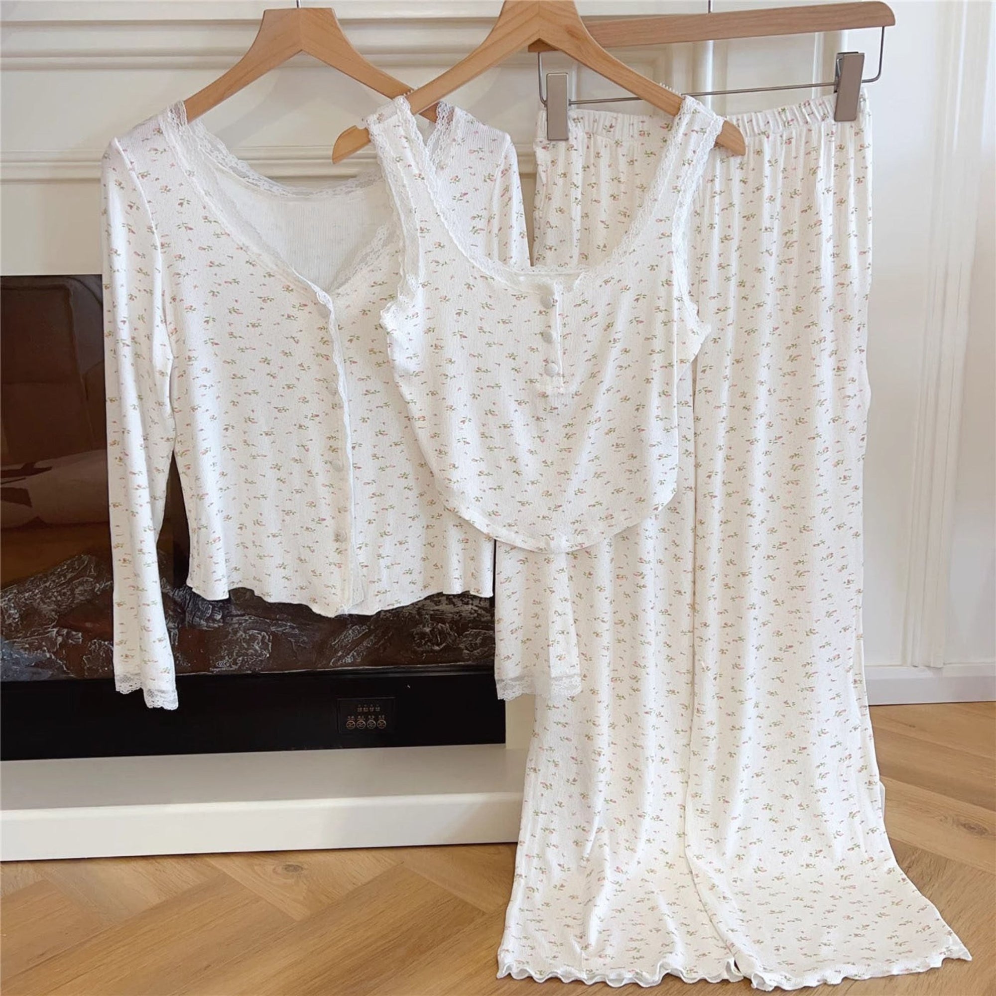 White Floral Pajama Set | Cottagecore Loungewear | Ever Lasting